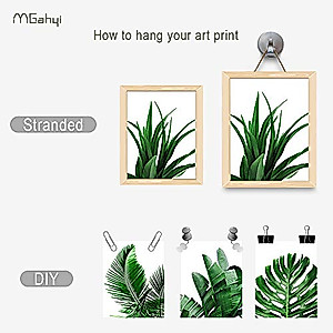 MGahyi Botanical Wall Art Prints, Tropical Leaves Art Print, Tropical Plants Pictures, 4 Pieces Plant Leaf Posters, Minimalist Green Leaf Wall Decor Unframed-8"x10"