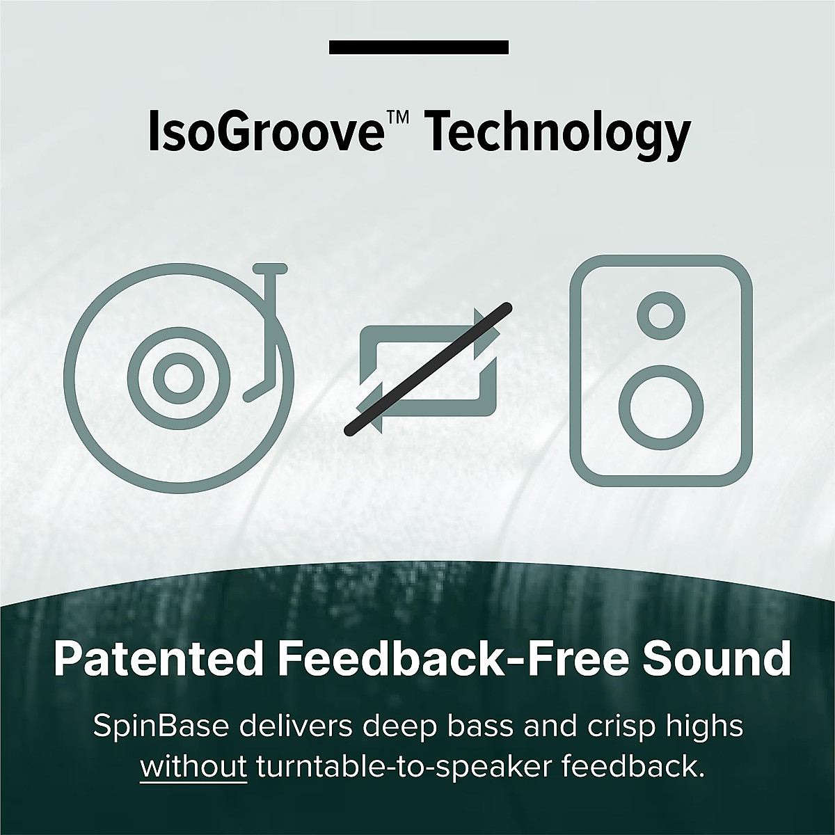 Andover Audio Spinbase Speaker System Designed for Turntables; Phono Input, Bluetooth, aux-in, Bass and Treble Control, ISOGroove Anti-Feedback - (Black)