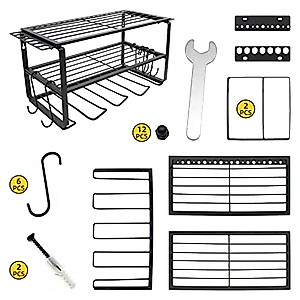 Pehciroe Power Tool Organizer Garage Storage Shelves Heavy Duty Garage Tool Organizer Wall Mount Metal Tool Shelf Utility Storage Rack for Man Worker
