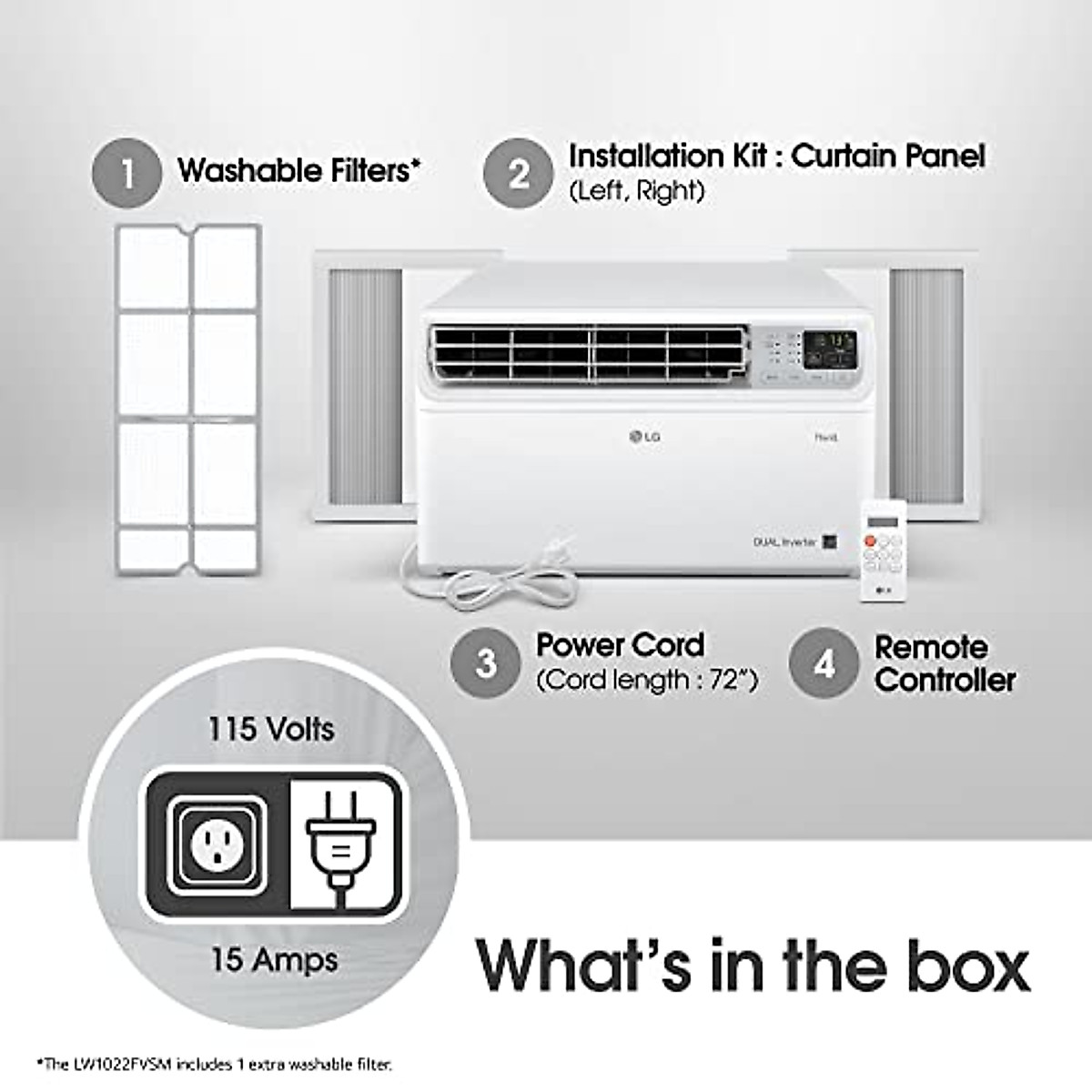 LG 10000 BTU Window Air Conditioners [2023 New] Dual Inverter Remote WiFi Enabled App Ultra-Quite Washable Filter Cools 450 Sq.Ft AC Unit air conditioner Easy Install White LW1022FVSM