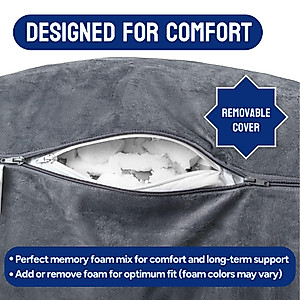 ComfortSpa Reading Pillow Bed Wedge Large Adult Backrest Lounge Cushion with Arms and Pockets | Back Support for Sitting Up in Bed / Couch for GERD Heartburn Bedrest (Grey)