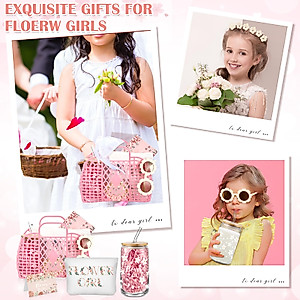 Havawish 8 Pcs Flower Girl Proposal Gifts Set Flower Girl Jelly Bag Will You Be My Flower Girl Card Cup Sunglasses Makeup Bag Pen Bracelet Hair Clip Jelly Purse for Wedding Bridal Shower(Pink)