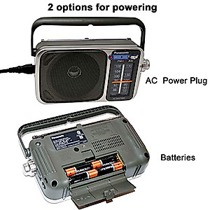 Panasonic Portable Radio AM/FM Battery Powered Electric with LED Tuning Indicator | 5 Core Radio, Best Sound and Reception, Small Size, Plug Option | Includes 4 AA Batteries and Cleaning Cloth