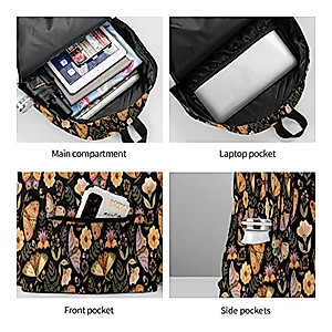 FREEHOTU Moth Butterfly Witchy Backpack For Men Women With Adjustable Padded Shoulder Straps Daypack For College Travel