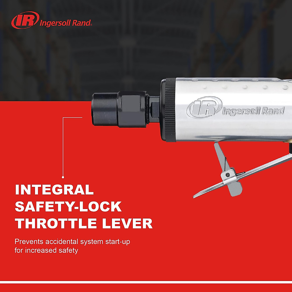 Ingersoll Rand 307B 1/4” Air Die Grinder, Straight, 28,000 RPM, 0.25 HP, Ball Bearing Construction, Safety Lock, Aluminum Housing, Lightweight Power Tool