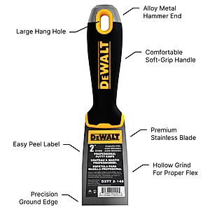 DEWALT 2" Putty Knife | Stainless Steel w/Soft Grip Handle | DXTT-2-148