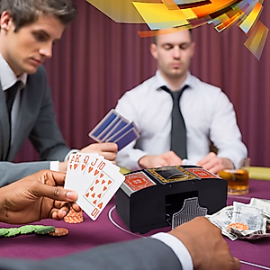 AOPER Automatic Card Shuffler - Electronic Casino Poker Card Shuffling Machine - Battery Operated Plastic Cards Mixer - 2 Deck Playing Cards for Home & Party - 2M USB Line