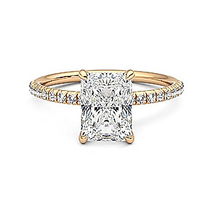 CUSTOMIZE JEWELS 6.50 Carat- 12x10 MM Radiant Cut Solitaire Moissanite Engagement Ring In 14k Gold with Accent Stone For Women,D-VVS1 (14k Rose Gold, 5.5)