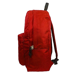 K-Cliffs 18in Classic Backpack Basic Bookbag Simple School Book Bags Vintage Emergency Daypack w/Padded Back & Side Pocket | RED