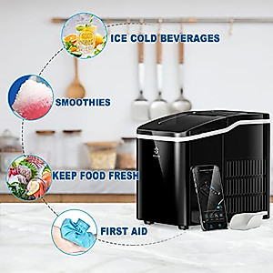 Snoworld Ice Maker Machine Countertop, with App Remote Control and Self-Cleaning Function, 9 Bullet Ice Cubes Ready in 8 Minutes, 26lbs Ice Cubes in 24H for Kitchen/Home/Office/Party