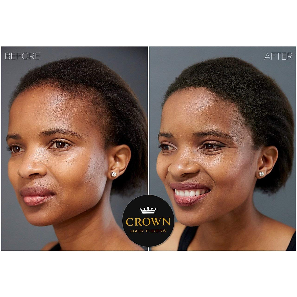 CROWN Hair Building Fibers (28g) - Instantly Cover Fine & Thinning Hair for a Thicker, Fuller Look - A Natural Keratin Concealer - 13 Shades for Men & Women - Black