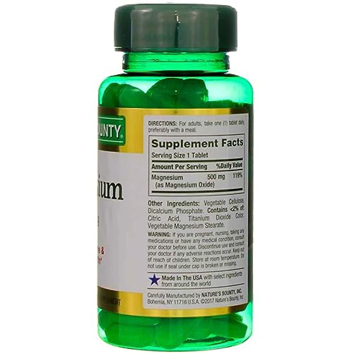 Nature's Bounty Magnesium 500 mg Tablets 100 Ea