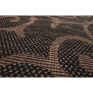 Unique Loom Outdoor Botanical Collection Area Rug - Vine (5' 1" x 8' Rectangle, Chocolate Brown/ Black)