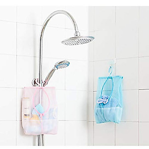 YARNOW Multipurpose Clothespin Bag with Hanger - Mesh Laundry Net | Foldable Hanging Storage Basket, Laundry Clothespin Hook Towel Net (Pink)