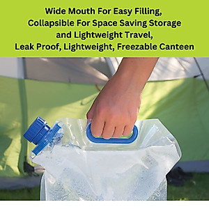 Camping Water Container - 2 Gallon Collapsible Water Container, Water Bags for Camping, Reusable, Emergency Water Jug, Space-Saving, Perfect for Home, Travel, Survival - Portable Water Container