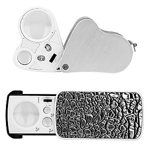 2 Packs Jewelers’ Loupe, 30X 60X 90X Illuminated Jewelers Eye Loupe Magnifier, Portable Loupe Magnifier with UV Black Light for Jewelry, Coins, Gems, Stamps