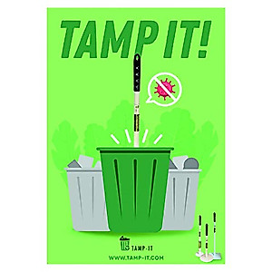 TAMP-IT Touchless Hand Trash Compactor Tool, Safely Manage Overflowing Trash & Recycling (18" - 10" x 6")