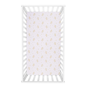 Sammy & Lou Tiara Princess 4-Piece Baby Nursery Crib Bedding Set for Girls, Includes Quilt, Fitted Crib Sheet, Crib Skirt, and Plush Toy