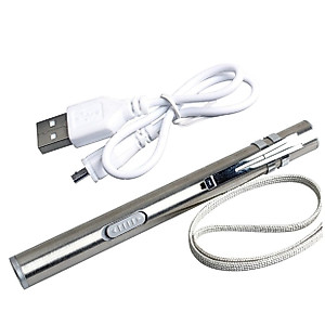 BUGUUYO Medical Pen Light LED Flashlight Pocket Flashlight Camping Flashlight Handheld Flashlight Waterproof Flashlight USB Charging Flashlight LED Pen Light Hiking Flashlight Silver