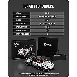 Nifeliz Sports Car 977, GTZ RS Racing Model Toy, Collectible Building Kit for Adults (3,389 Pieces)