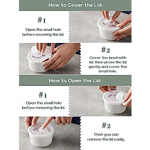 DOWAN Ramekins 8 oz Oven Safe with Lids, Creme brulee Ramekins Bowls with Covers, Porcelain White Ramekins Souffle Dishes for Baking, Stackable, Set of 6