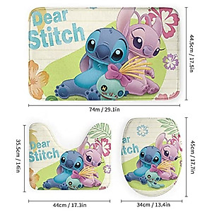 fmsnupz Cartoon Shower Curtain 4PCS Set, Cute Bathroom Decor with Non-Slip Rugs, Toilet Lid Cover and Bath Mat, Waterproof Fabric Shower Curtains with 12 Hooks, 70.8"x70.8"