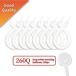 Long Balloons, Premium 260Q Twisting Sculpting Balloons for Animal Shape Birthdays Clowns White Pack of 100