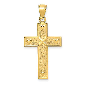Avariah Solid 10K Yellow Gold Cross W/GOD LOVES ME On Reverse Pendant - 33mm