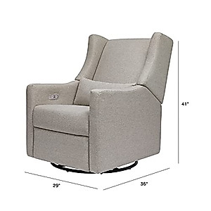 Babyletto Kiwi Electronic Power Recliner and Swivel Glider with USB Port in Performance Grey Eco-Weave, Water Repellent & Stain Resistant, Greenguard Gold and CertiPUR-US Certified