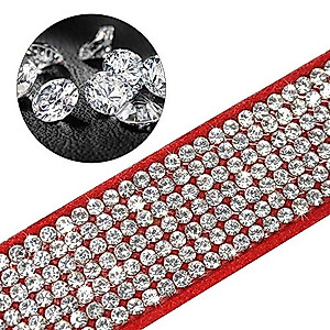 PSAVE Pet Traction Rope Rhinestone Leather Dog Cat Collar Leash Set Crystal Diamond Inlaid Cute Bow Puppy Dog Collar Leash (Color : D, Size : 2)