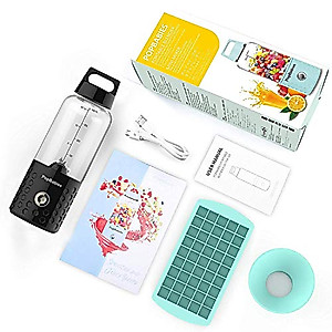 PopBabies Portable Blender, Personal Blender for Shakes and Smoothies with rechargeable USB blender cup, Black
