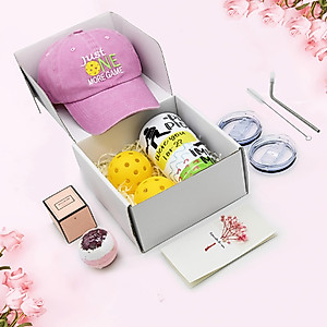 Chilltreads Pickleball Gifts for Women, Pickleball Gift Basket with Travel Tumbler Pickleball Hat, Funny Pickleball Accessories Gifts for Pickleball Lovers, Pink