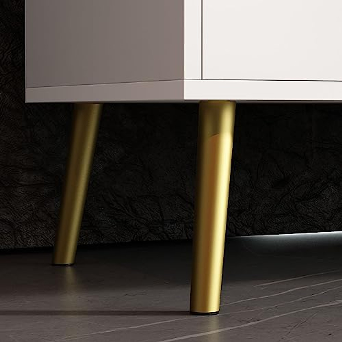 FAMAPY Modern Sideboard Buffet Storage Cabinet with Doors, Wood Buffet Table Kitchen Storage Cabinet with Gold Metal Legs, White (46.2”W x 15.6”D x 28.6”H)