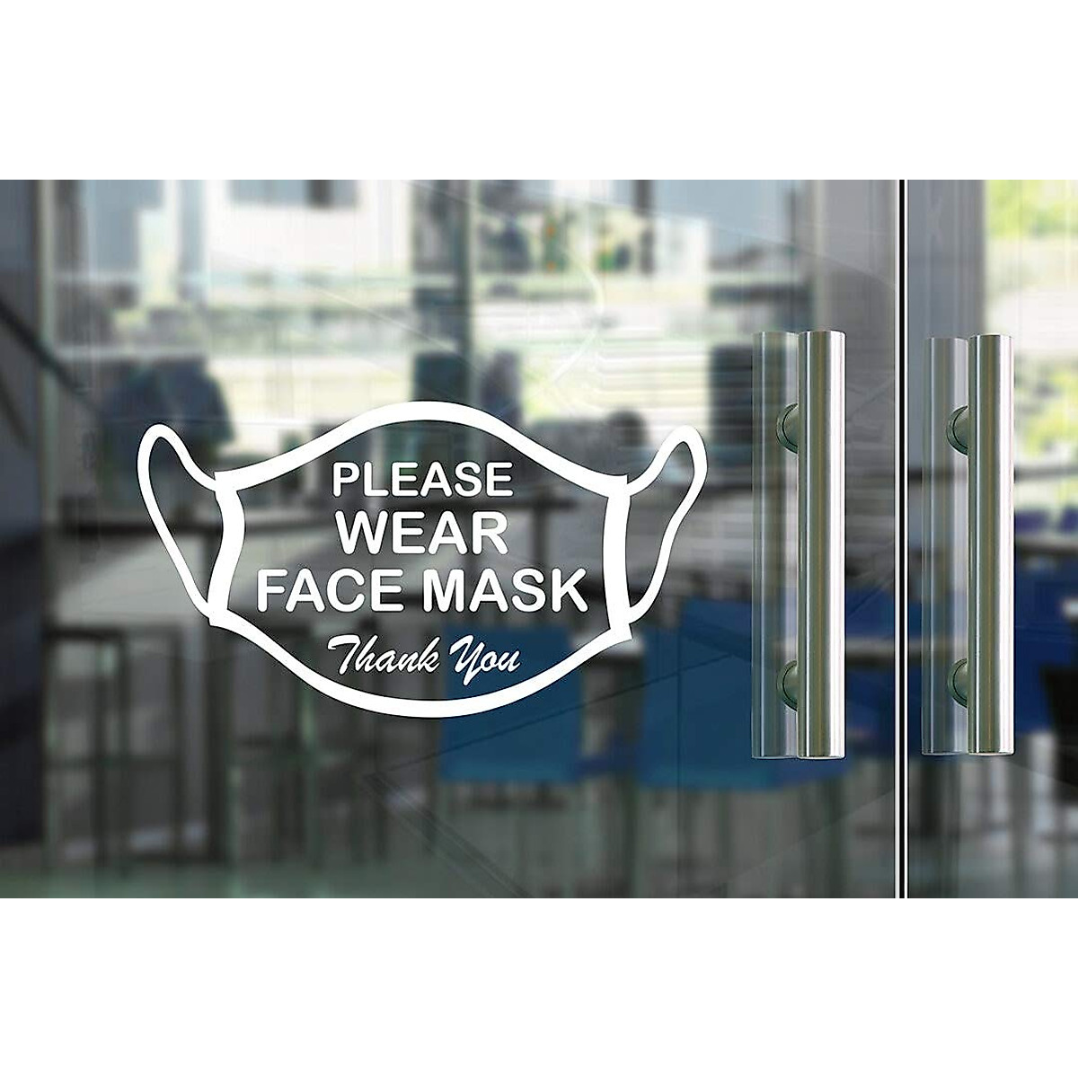 Please Wear Face Mask Decals White Vinyl Plotter Cut Face Mask Required Sign Stickers Size 9 X 5 Inches Pack of 02 Mask Signage