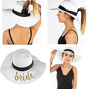 Funky Junque Messy Bun Sun Hat Bundle - 1 Bride, 6 Bride Tribe (7 Pack)