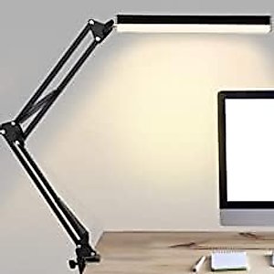 Knightsbrid LED Desk Lamp with Clamp,Adjustable Swing Arm Desk Lamp,Modern Architect Table Lamp for Study/Reading/Office/Work(Black)