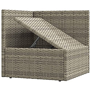 vidaXL 9-Piece Patio Lounge Set with Cushions in Gray - Durable PE (Poly) Rattan - Outdoor Furniture with Powder-Coated Steel Frame & Adjustable Seat