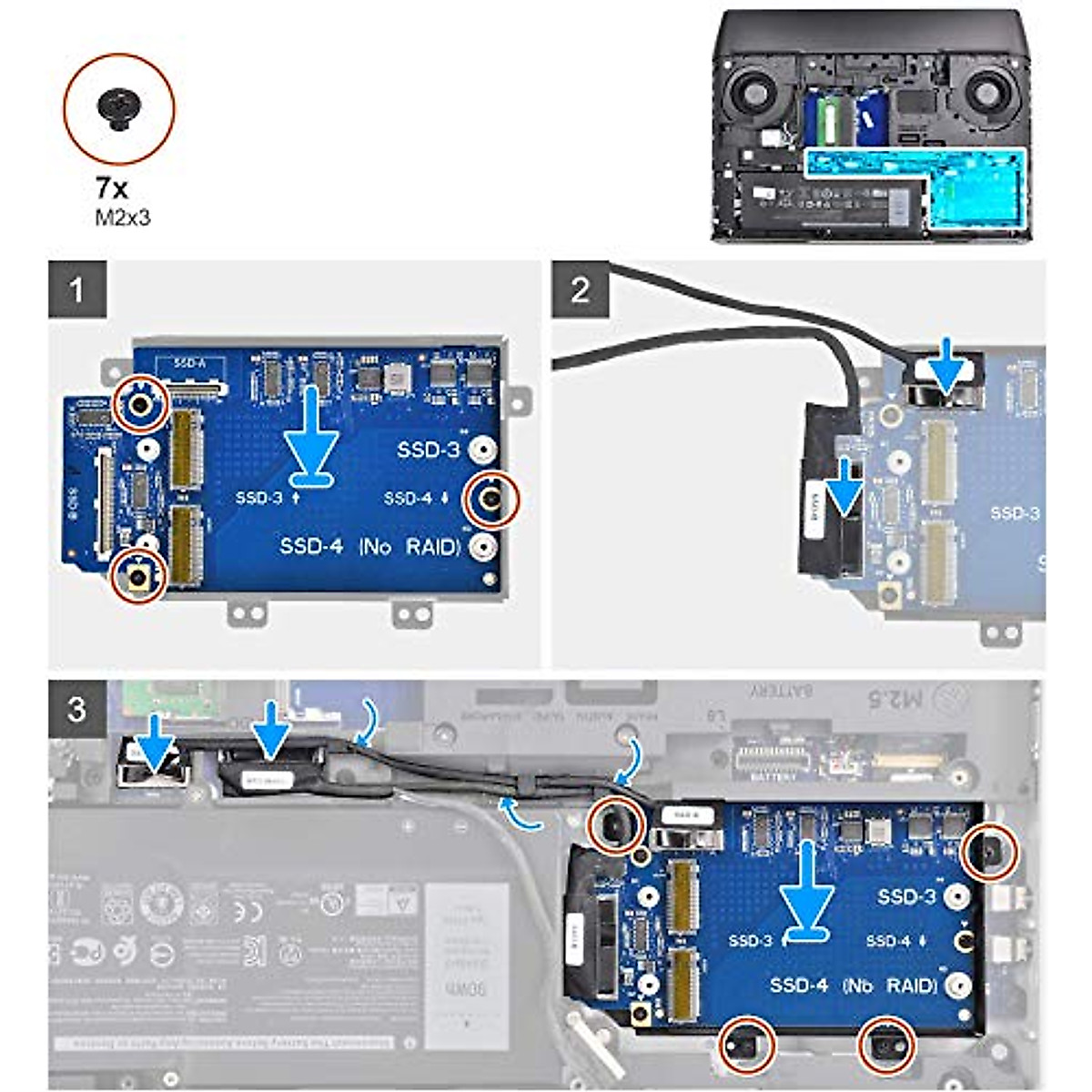 Deal4GO SATA Interposer Board D3P25 LS-J106P to NVMe M.2 SSD Hard Drive SSD-3 & SSD-4 w/ 2.5" HDD Bracket R24Y6 for Dell Alienware Area-51m R2