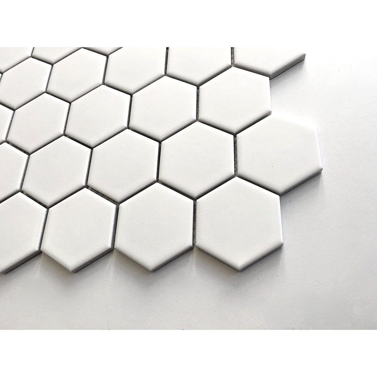 White 2" Hexagon Porcelain Mosaic Floor and Wall Backsplash Kitchen Bath