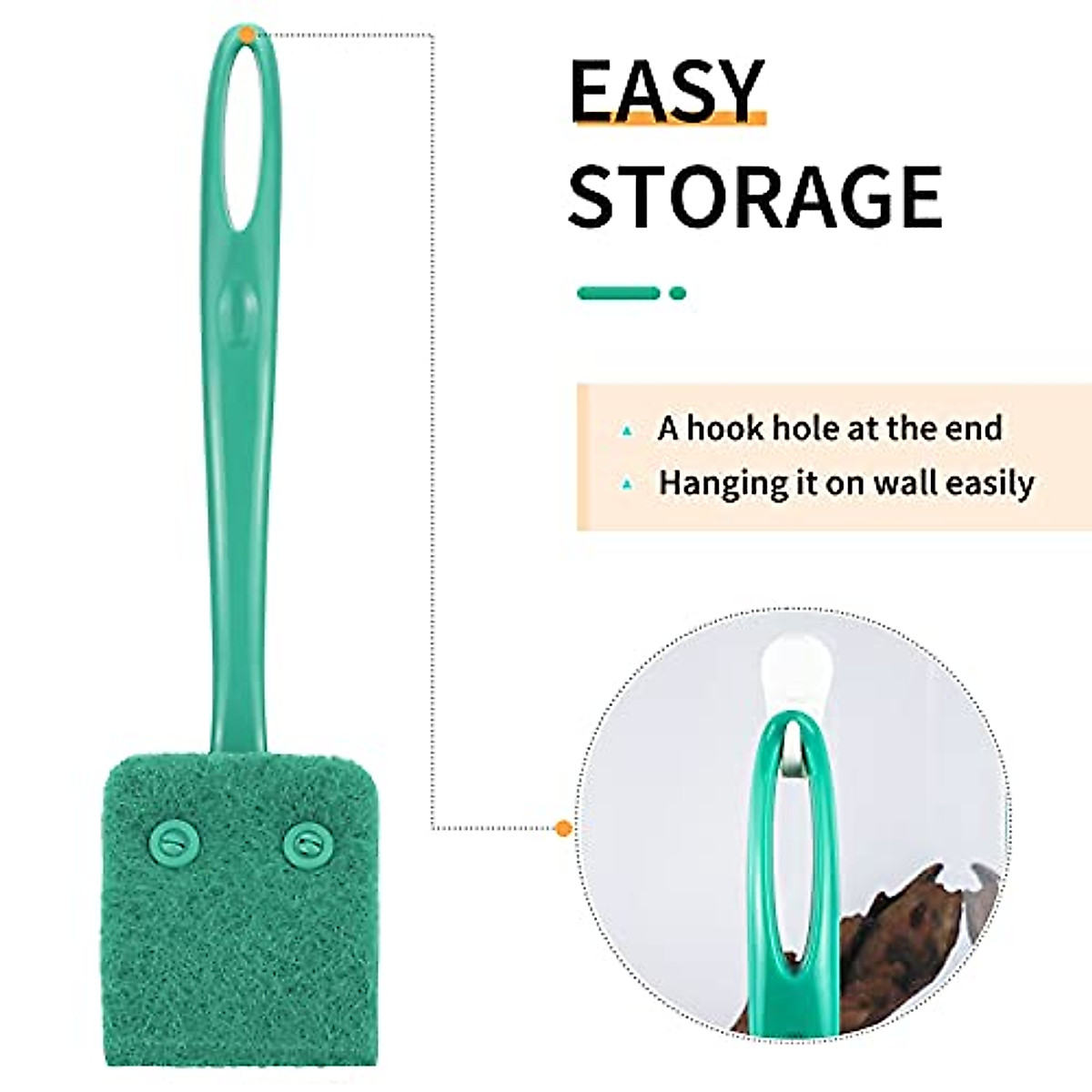 Pawfly Aquarium Algae Scraper Sponge Brush Cleaning Scrubber with 10 inch Non-Slip Handle for Glass Fish Tanks