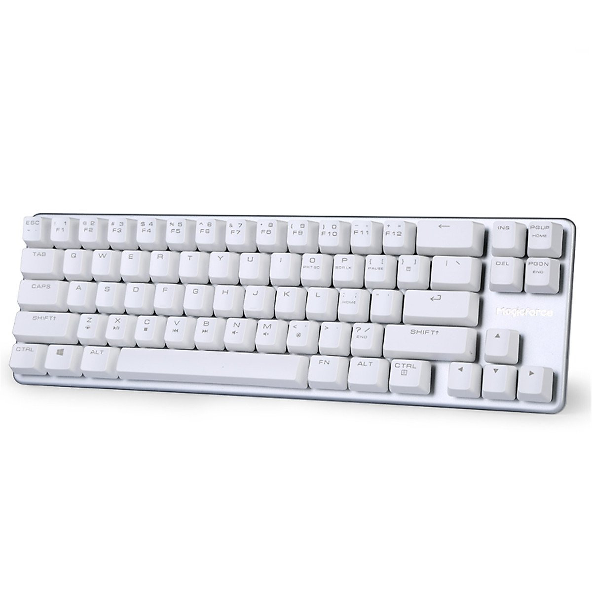 Qisan Happy Deals 10% Discount off Mechanical Keyboard Gaming Keyboard Blue Switch 68-Keys Mini Design (60%) Gaming Wired Keyboard White Silver Magicforce