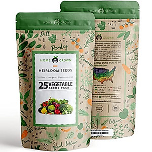 Heirloom Vegetable Seeds | 25 Non-GMO Varieties | 12k+ Gardening Seed for Planting Vegetables and Fruits | Prepper Supplies - Homesteading & Survival Gear | Garden Seed for Spring, Summer, Fall