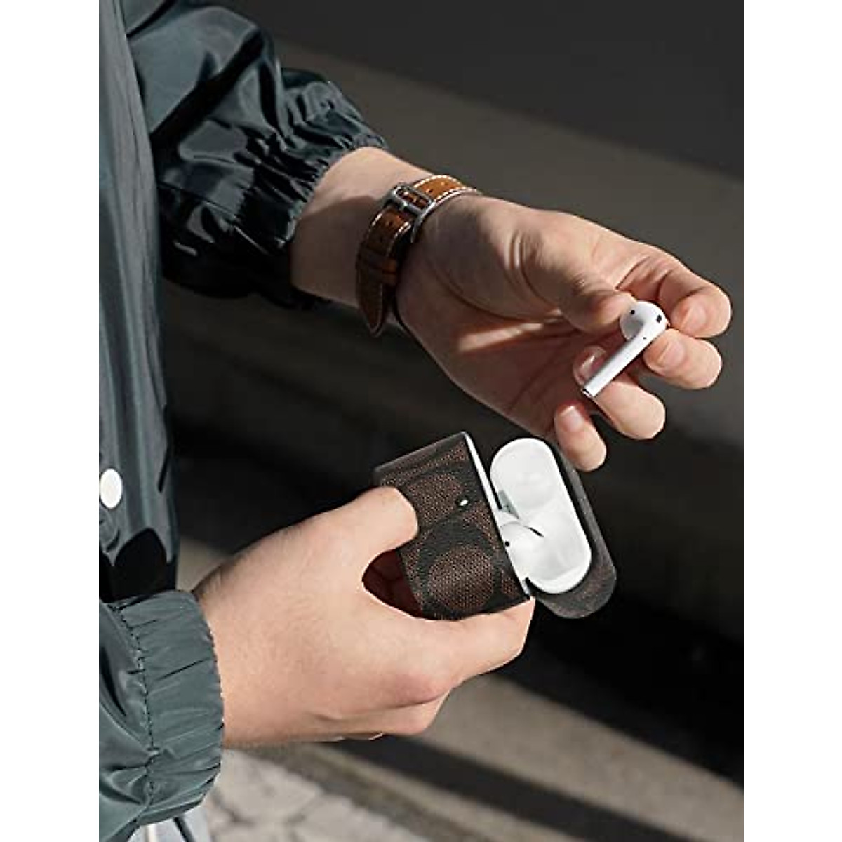 Designer Luxury Leather Elegant Fully Protective Case with Keychain and Strap for Airpods Pro 1st and 2nd Generation - Gifts for Christmas