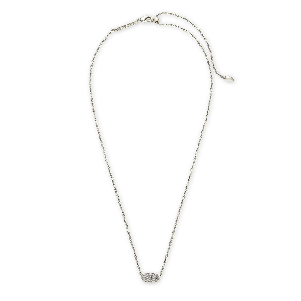 Kendra Scott Grayson Crystal Pendant Necklace in Silver-Plated Brass, Fashion Jewelry for Women, White Cubic Zirconia