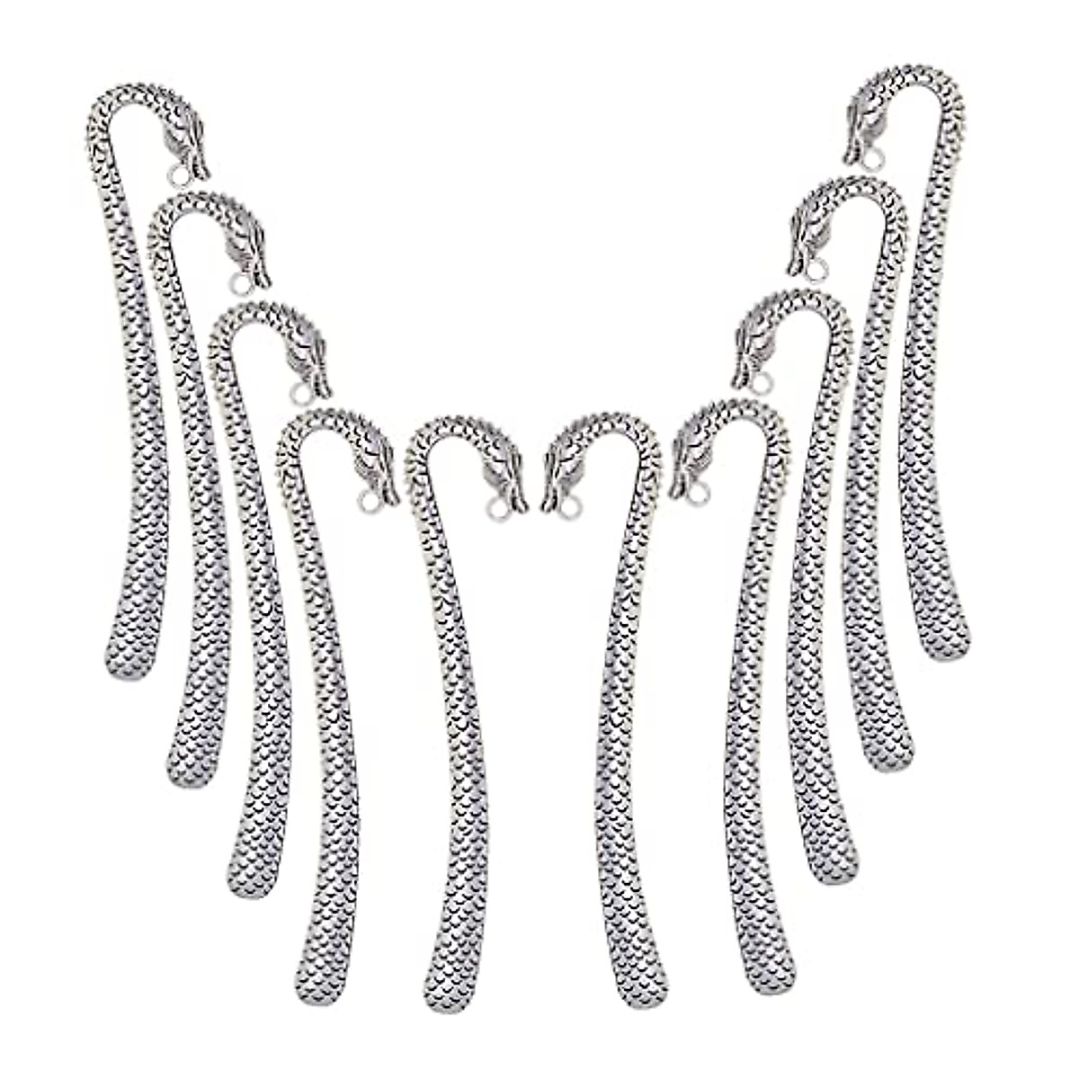 freneci 10x Metal Vintage Dragon Bookmarks with Hole Office Stationery Silver