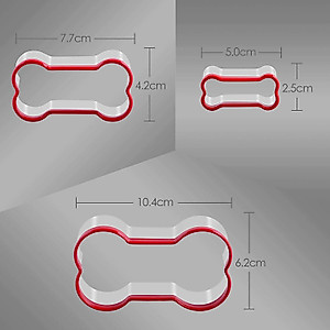 FASAKA Bone Cookie Cutters Set for dog treats, 3 Piece Dog Bone Biscuit Cutters Set with Red Environmental PVC for Baking