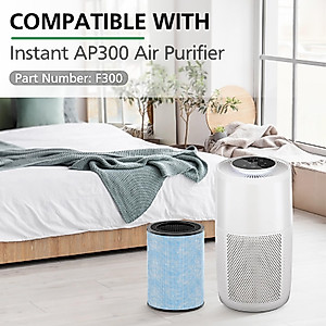 F300 Filter Compatible with Instant AP300 Air Purifi-er, 4-Stage Filtration with H13 Grade True HEPA Filter and Activated Carbon Filter, Compare to F300 Filter, 2 Pack
