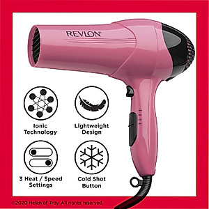 Revlon 1875W Lightweight Hair Dryer | For Easy Smooth Styling (Pink)