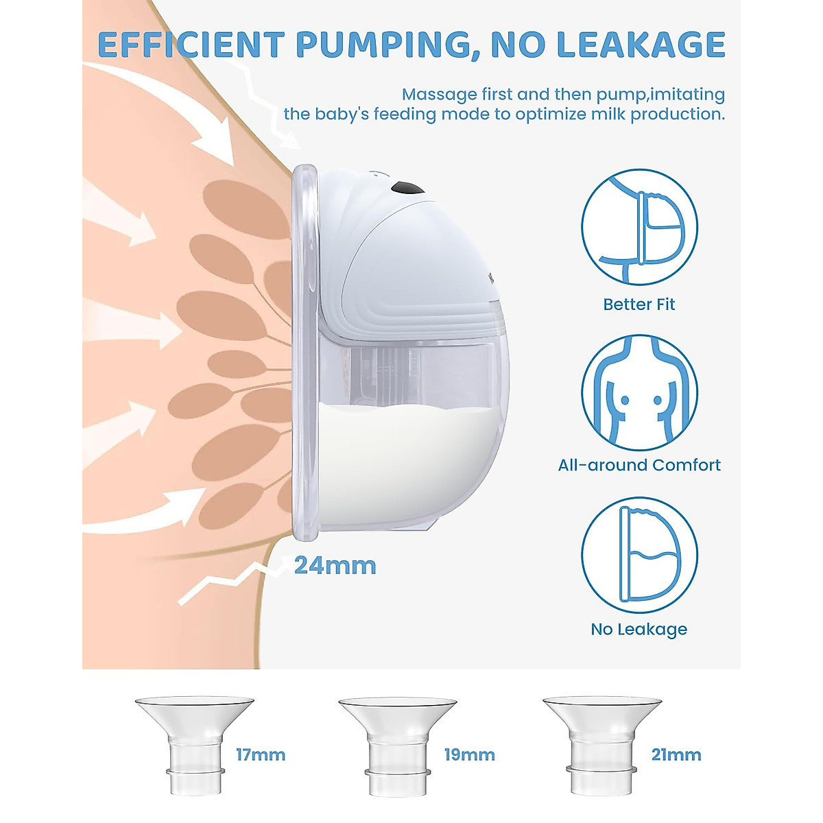 NICEGREEN LIFE Breast Pumps Hands-Free, Wearable Breast Pump for Breastfeeding, 3 Modes & 12 Levels with LED Display, Low Noise with Memory Function Electric Rechargeable Pump