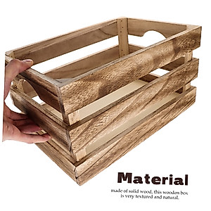 Cabilock Storage Box Sundries Holder Wood Crates for Storage Sundries Organizer Housewarming Present Wooden Office Basket Laundry Room Clothes Basket Large Storage Holder Storage Basket